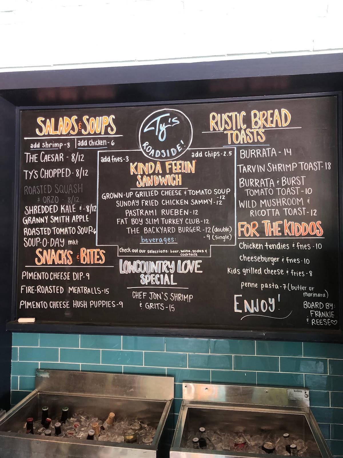 Menu at Ty's Roadside Coastal Kitchen pub & bar, Mount Pleasant