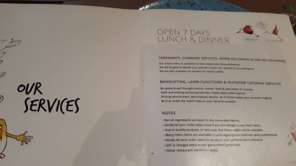 Menu at Under The Neem Trees, Ahmedabad