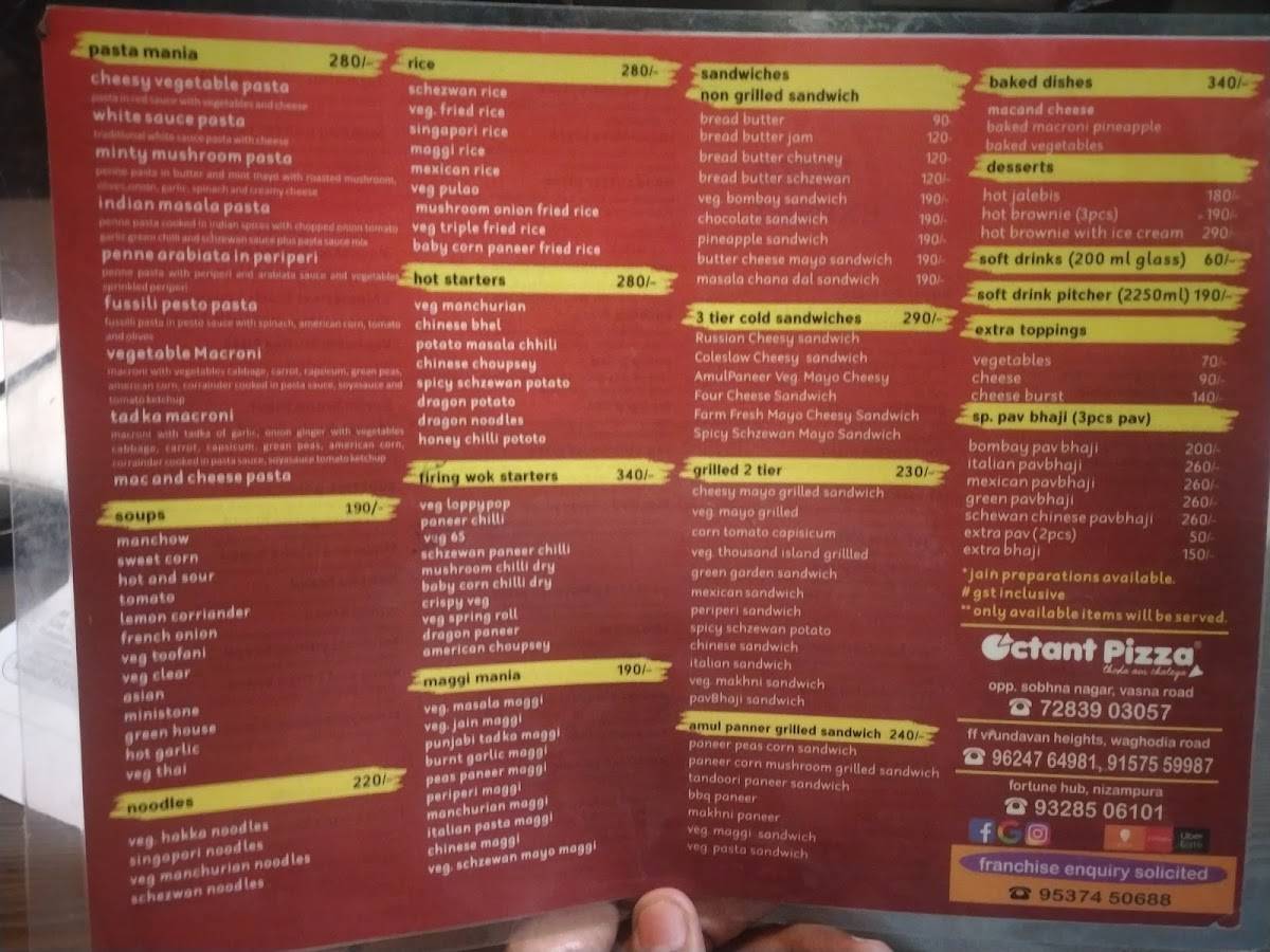 Menu at The Ocyent Pizza, Vadodara