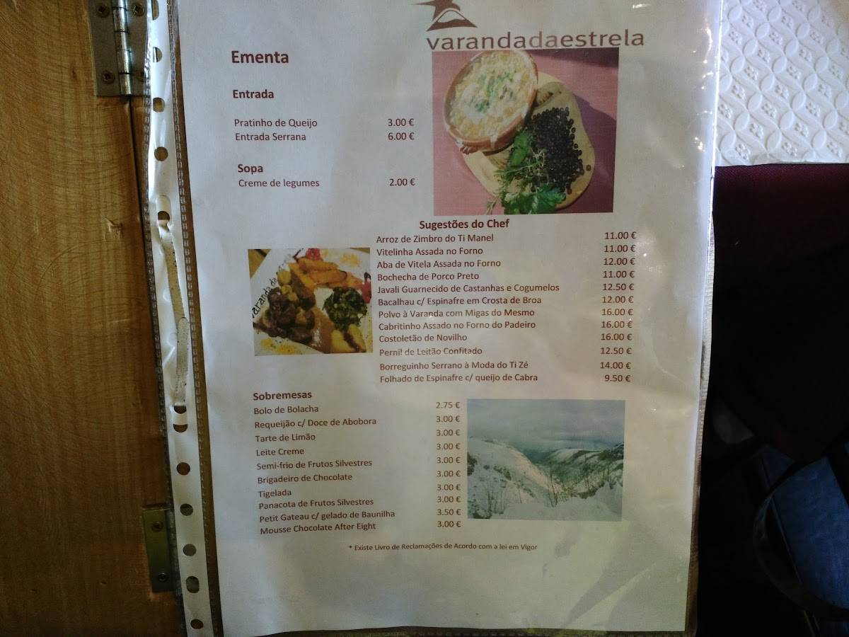 Menu em Varanda da Estrela restaurante, Cortes do Meio, Penhas da Saúde ...