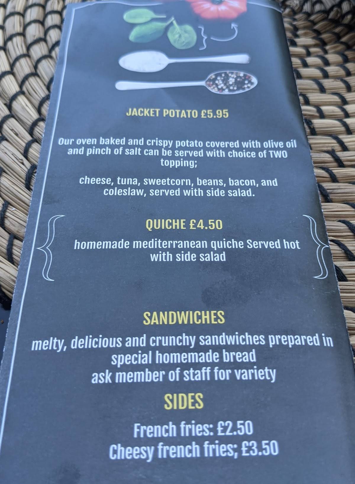 Menu at Vibe Cafe, Barnet, 6