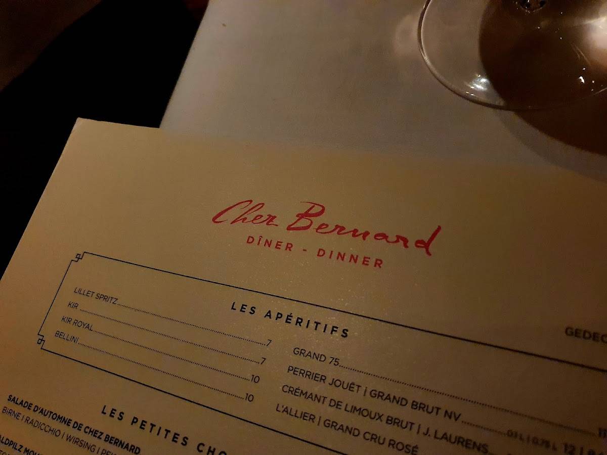Speisekarte von CHEZ BERNARD Restaurant et Bar, Wien