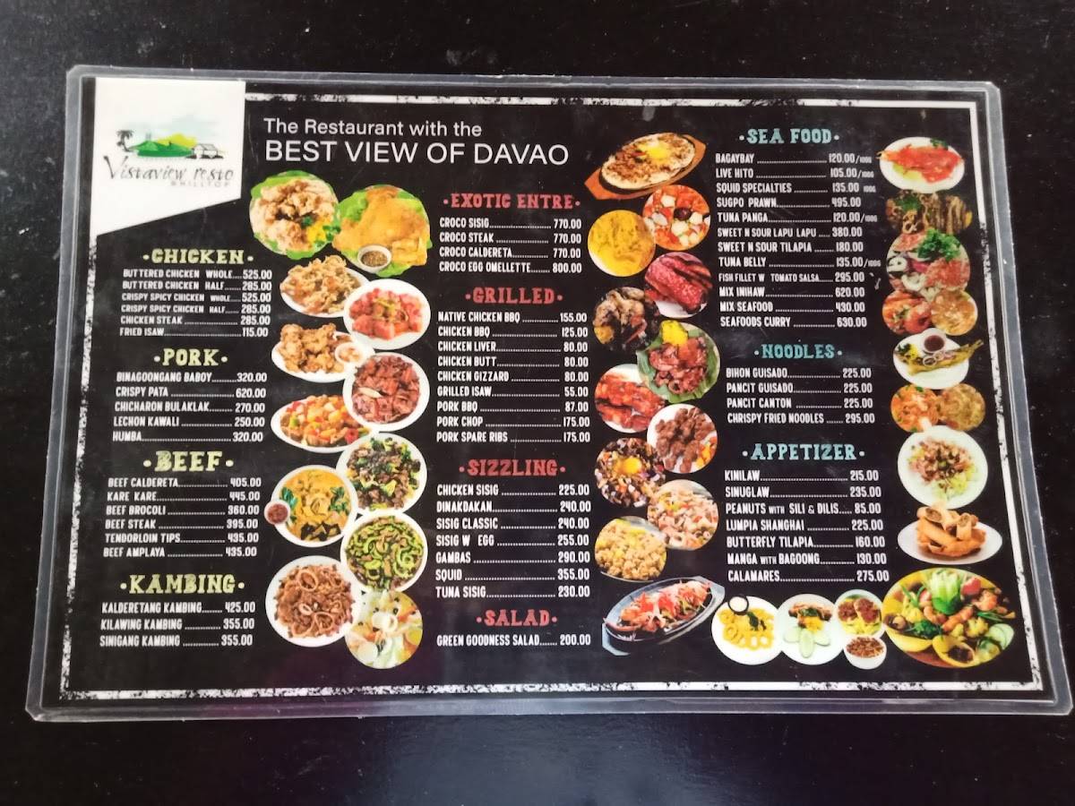 Menu at Vista View Resto restaurant, Davao City, 3HV9+8FP