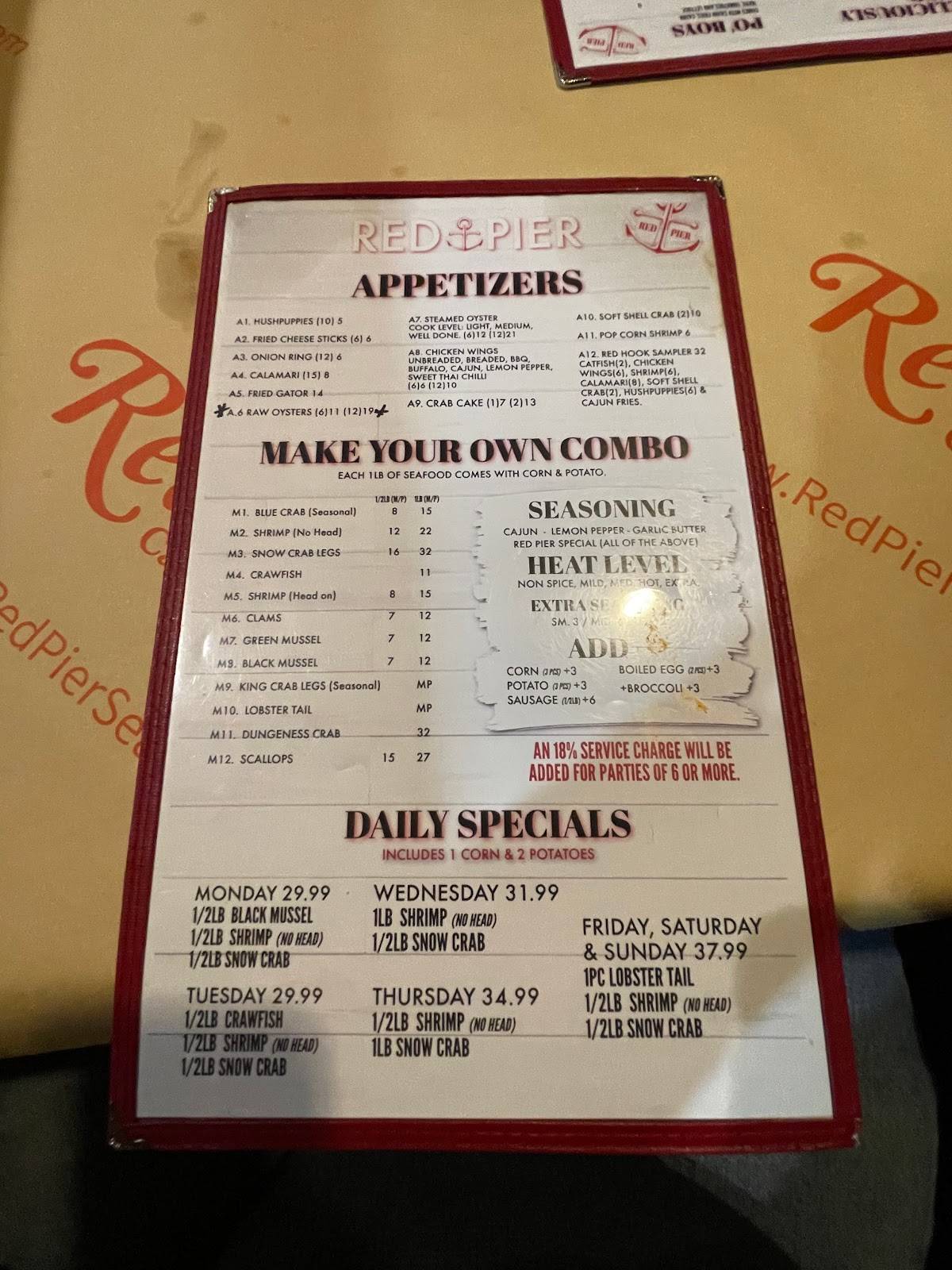 Menu at Red Pier Cajun Seafood & Bar - Service Rd., West Memphis