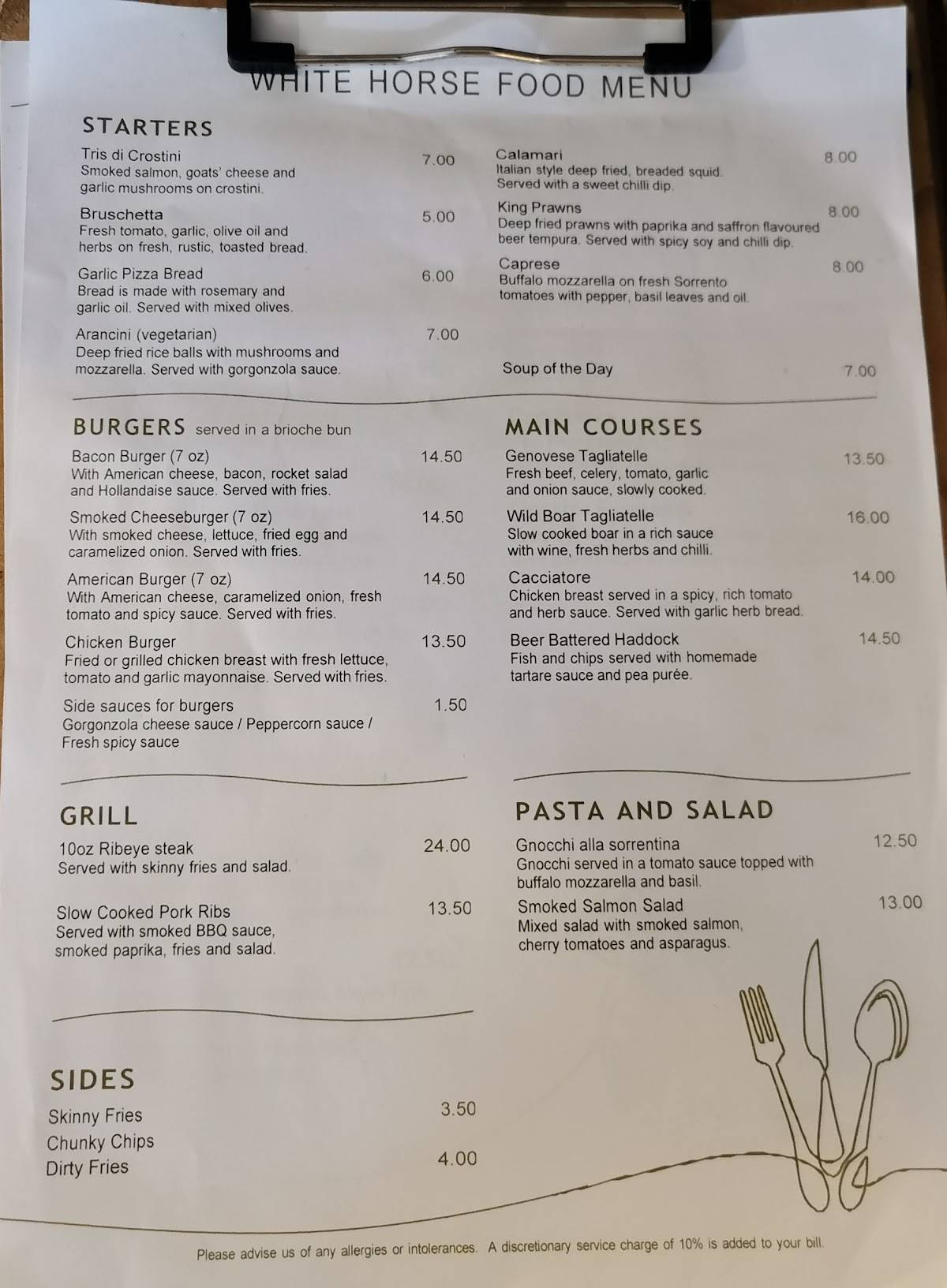 Menu at White Horse of Easebourne pub & bar, Midhurst