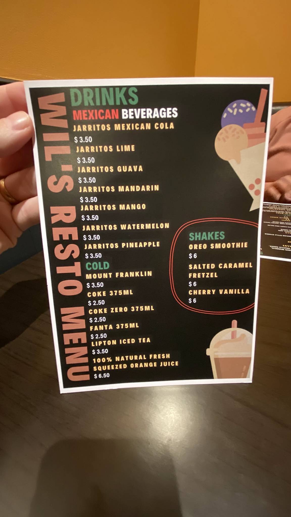 Menu at Wil's Resto restaurant, Sunnybank