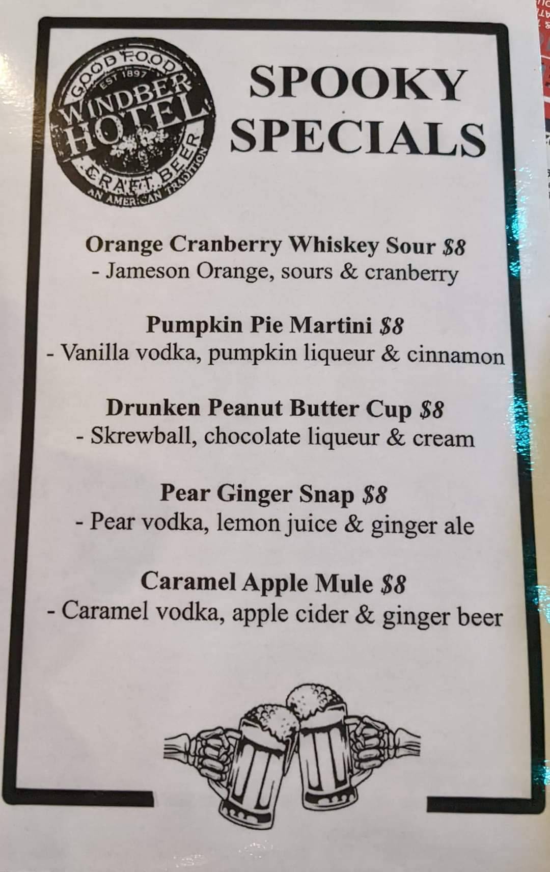 Menu at Windber Hotel pub & bar, Windber
