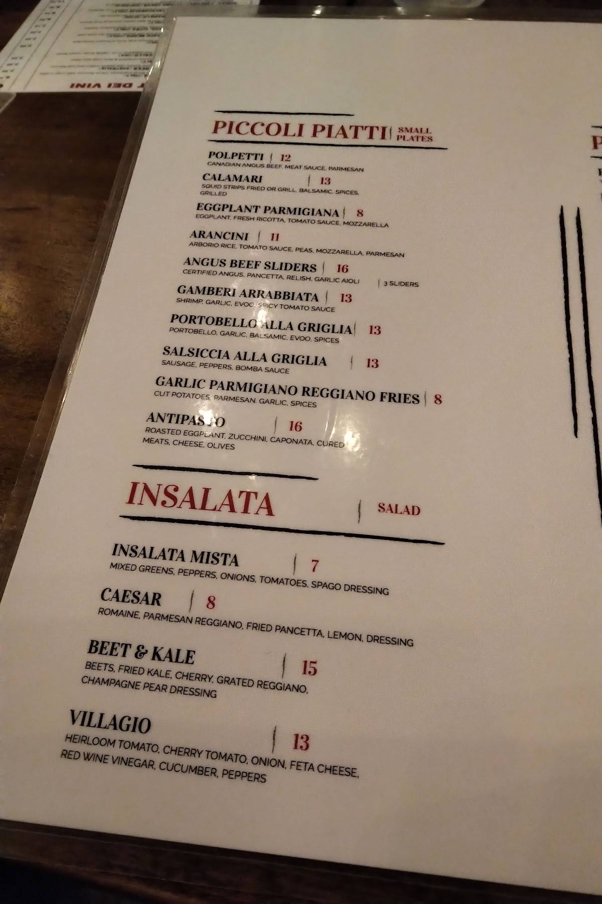 Menu at Spago South Windsor restaurant, Windsor, Dougall Ave