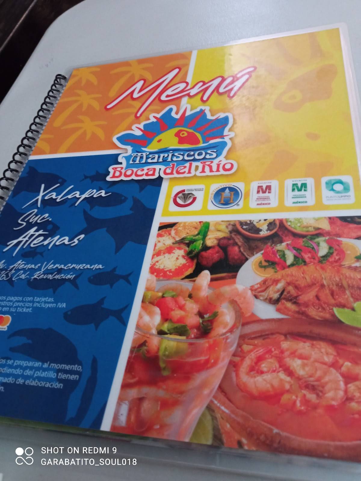 Carta del restaurante Mariscos Boca del Río, Xalapa Enríquez, Atenas ...