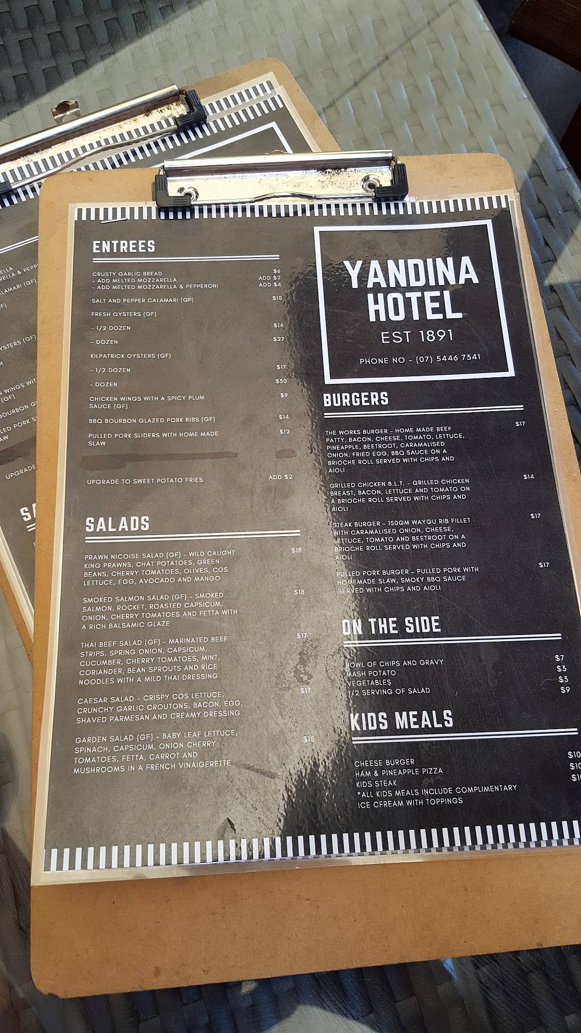 Menu at Yandina Hotel pub & bar, Yandina
