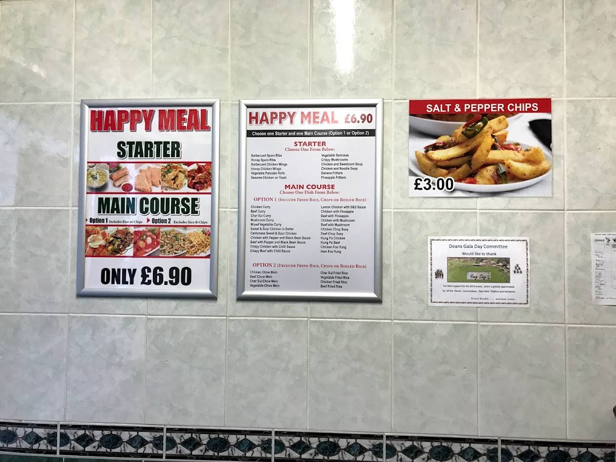 Menu at Yang Sing fast food, Livingston