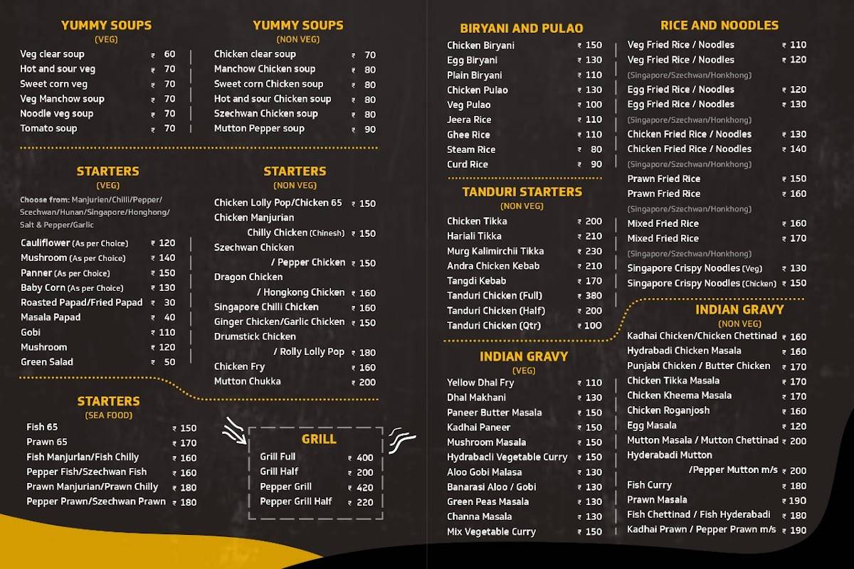 Menu at Yum yum restaurant, Coimbatore