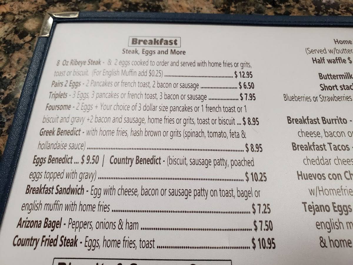 Menu at Zachary's Cafe Inc, Stuart