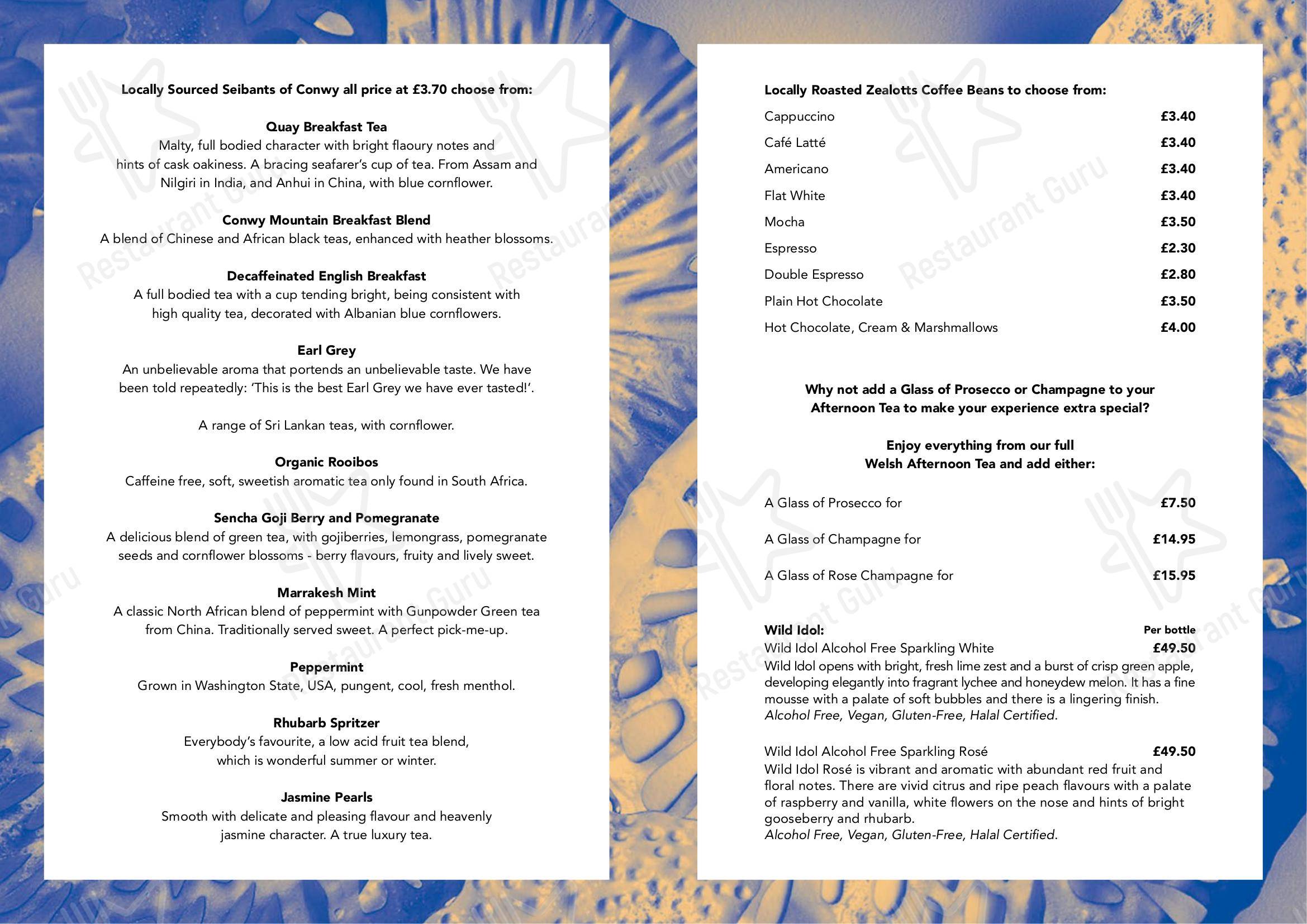 Menu at Quay Hotel & Spa restaurant, Conwy