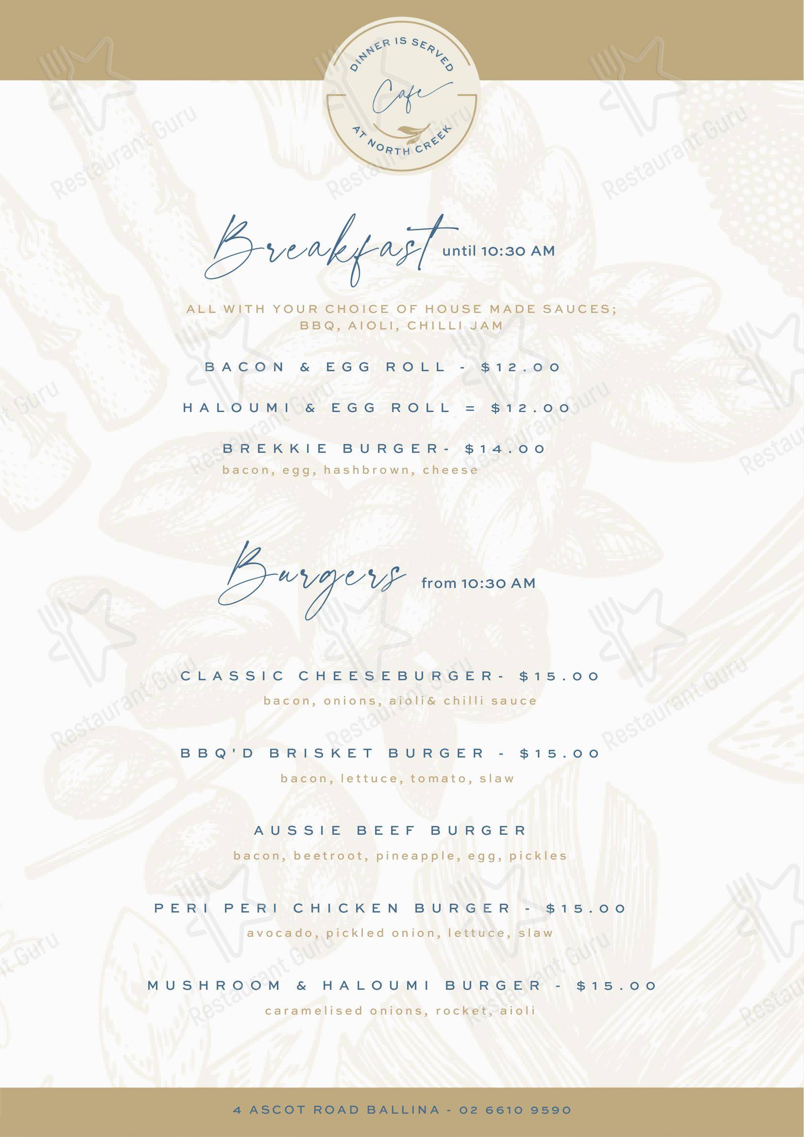 Menu at Dinner Is Served cafe, Ballina