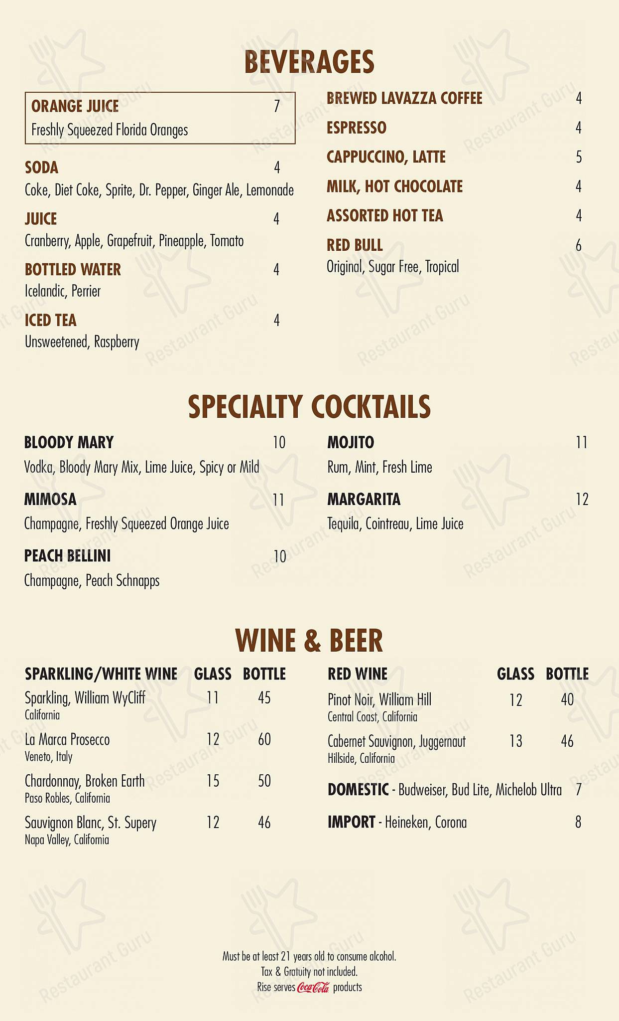 Menu at Rise Kitchen & Deli (in Seminole Hard Rock Hollywood) pub & bar ...