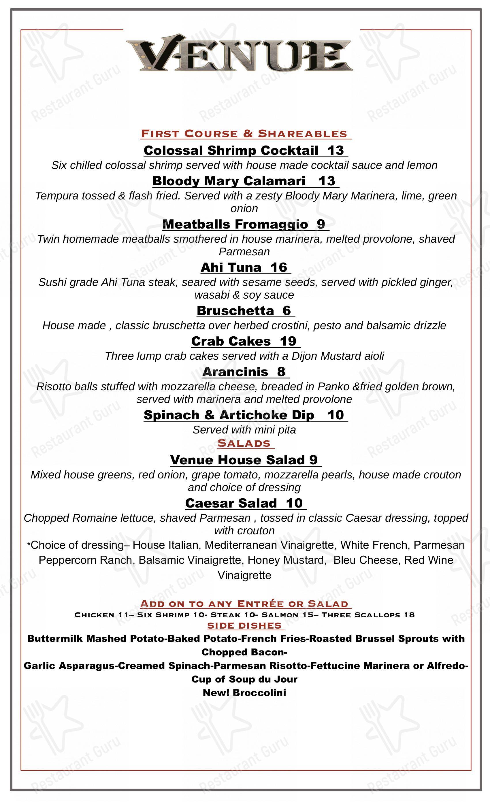 Menu at The Venue pub & bar, New Philadelphia
