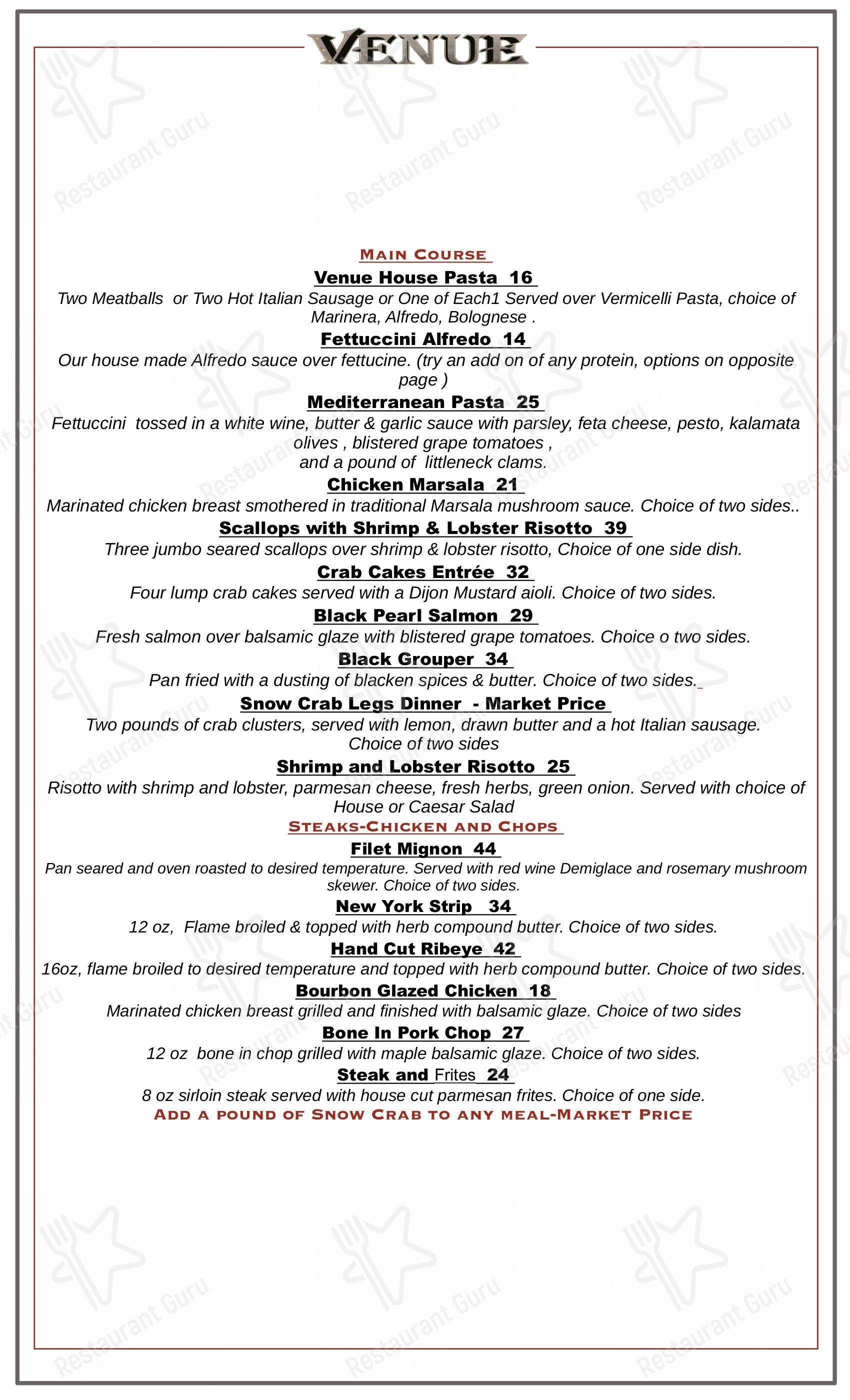 Menu at The Venue pub & bar, New Philadelphia