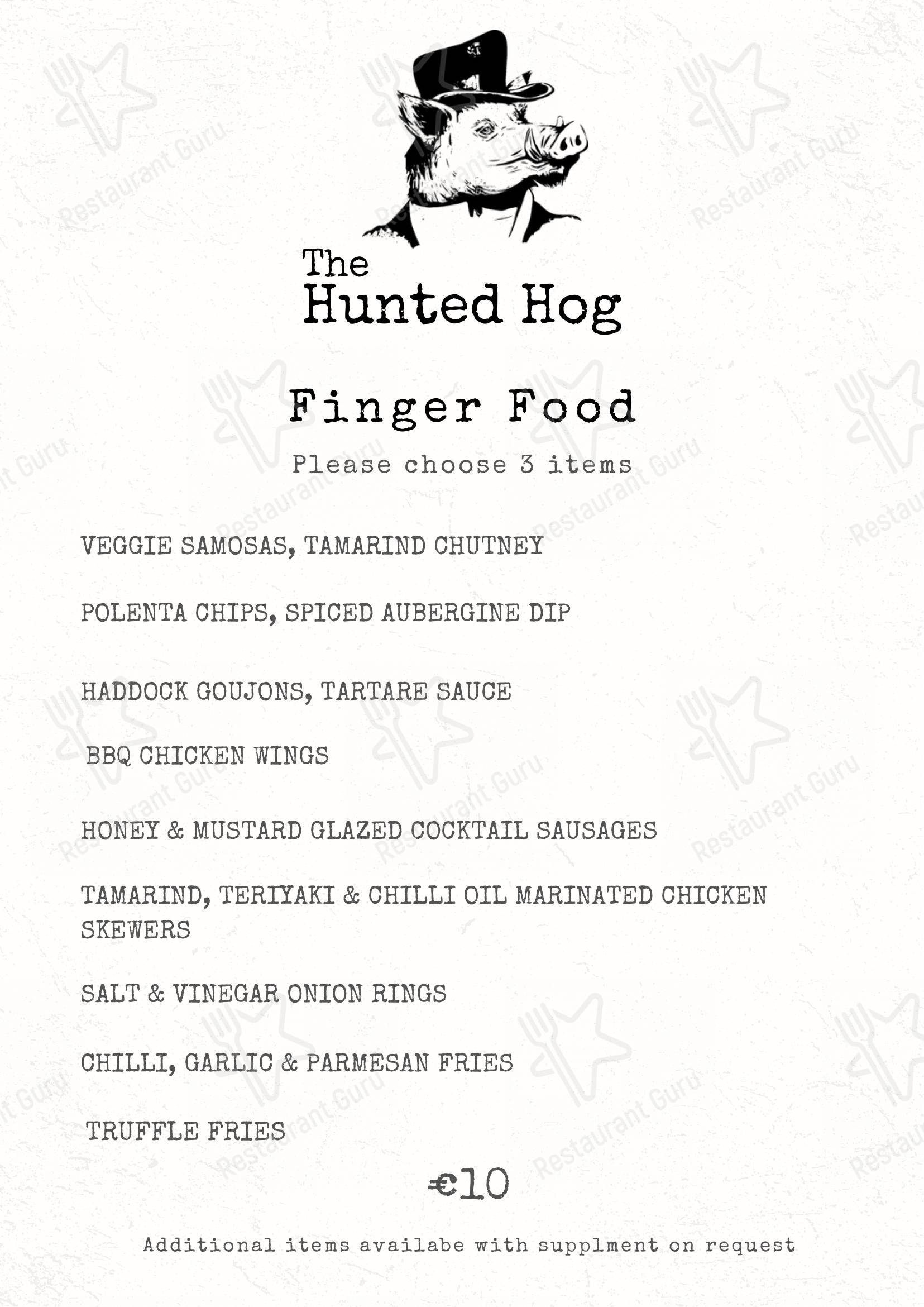 Menu at The Hunted Hog pub & bar, Castlemartyr