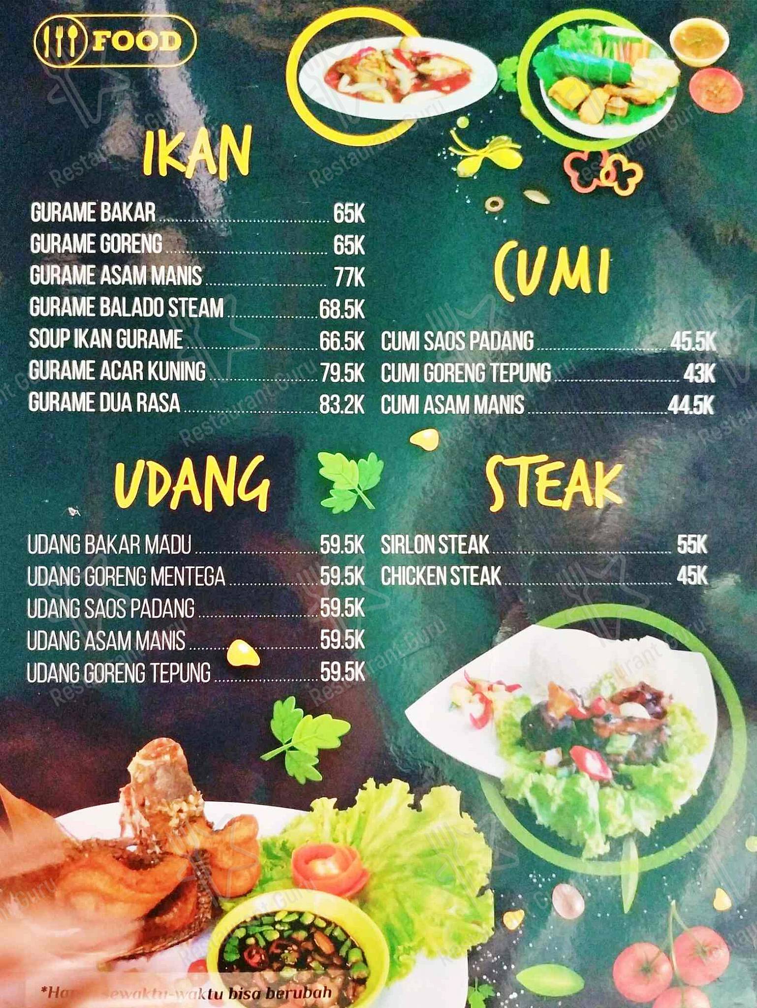 Menu at Berlian Billiard dan resto cafe, Jakarta