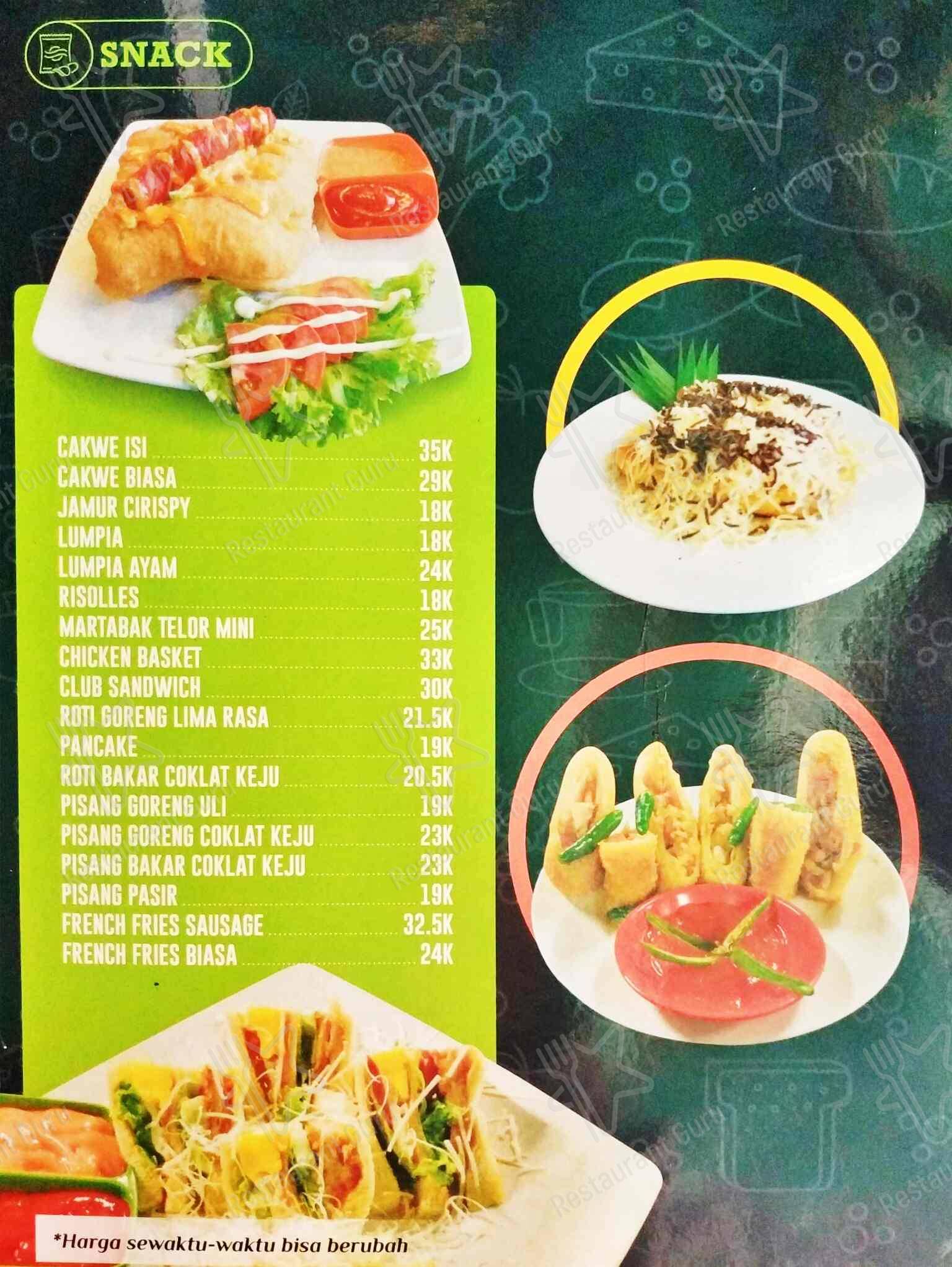 Menu at Berlian Billiard dan resto cafe, Jakarta