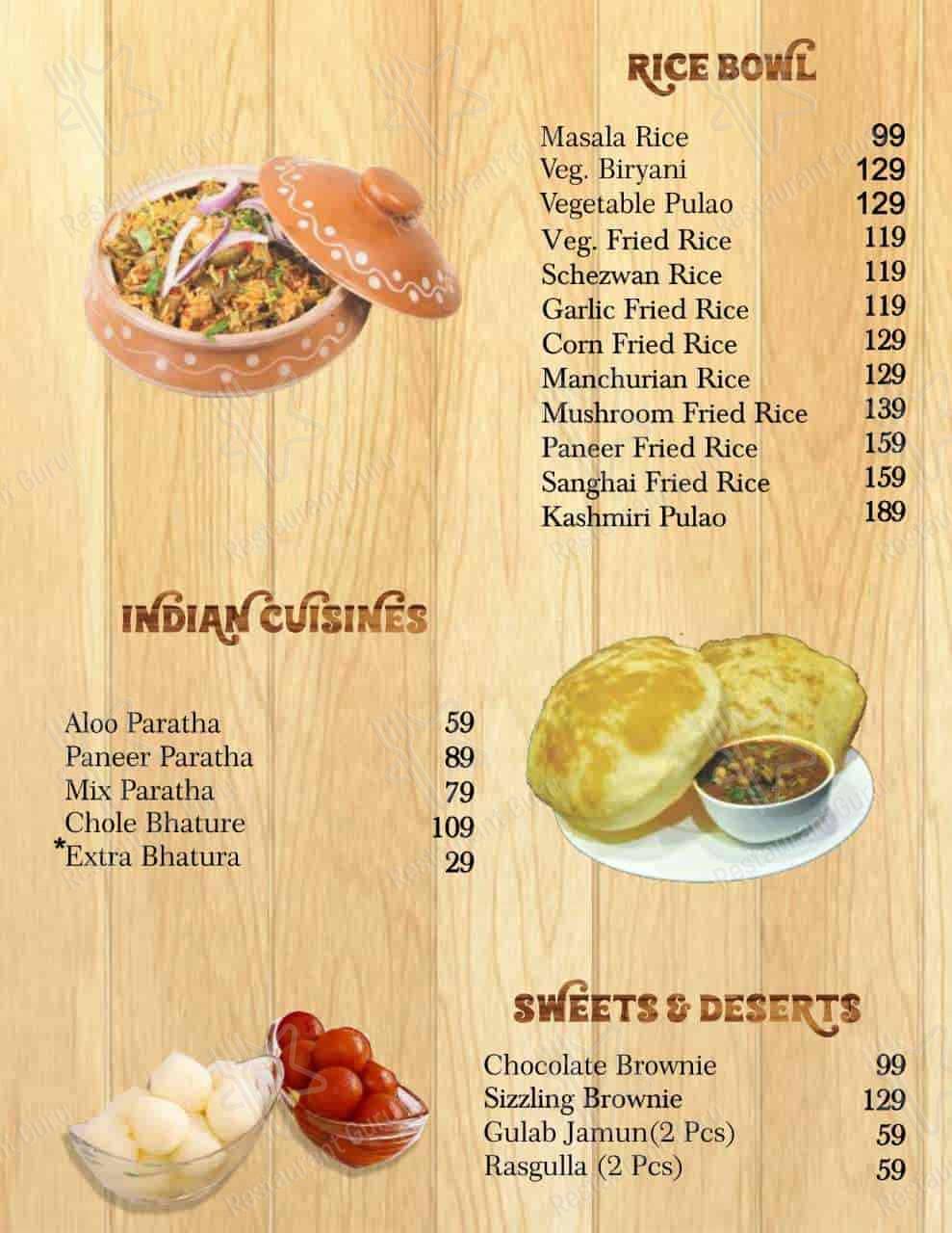 Menu at Sukoon Cafe, Bhopal