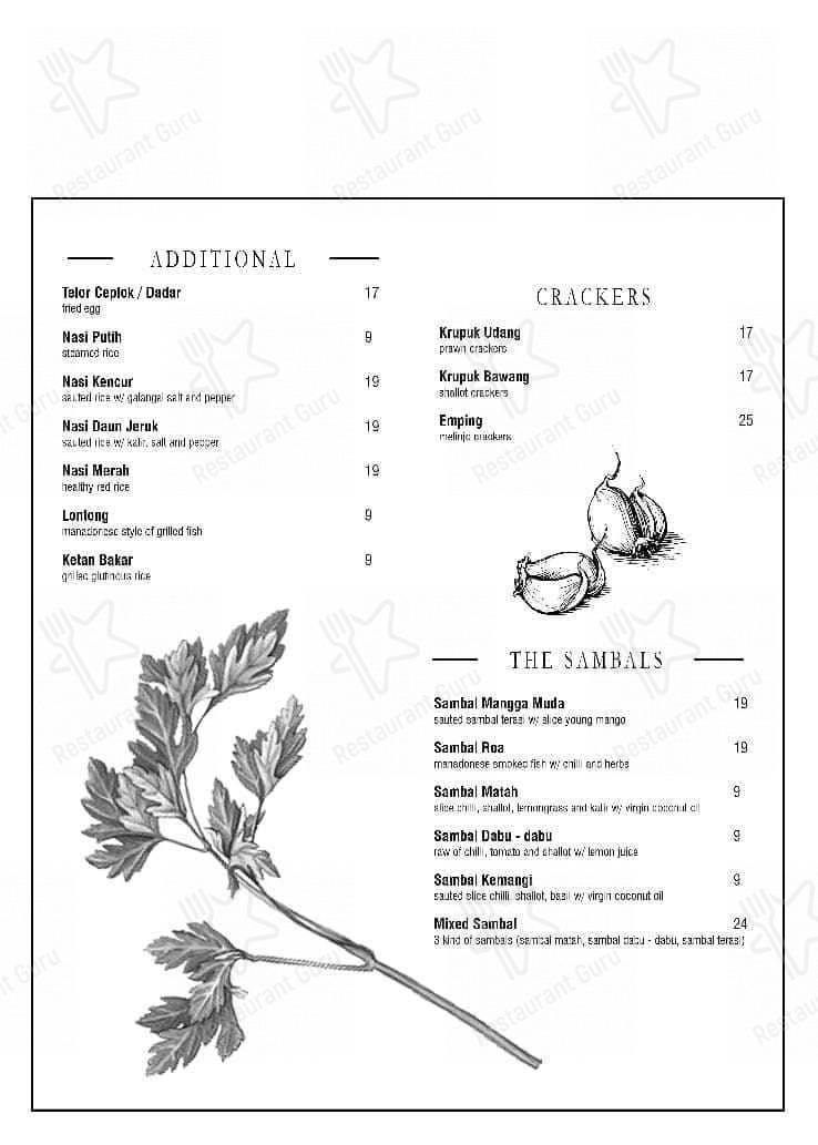 Menu at Cerita Rasa Restaurant, South Jakarta