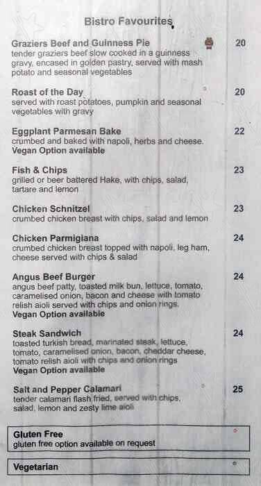 Menu at Commercial Hotel pub & bar, Werribee