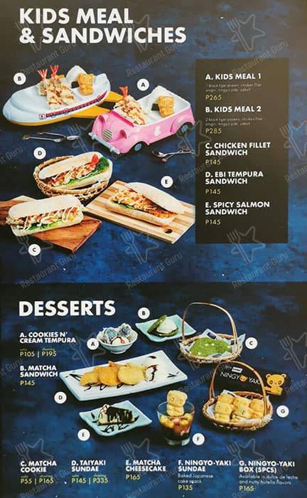 Menu at Tenya (Paseo de Magallanes, Makati City) restaurant, Makati, GF ...