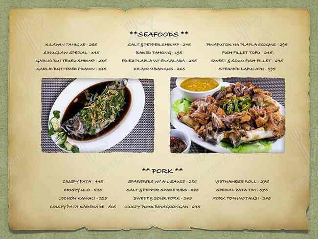 Menu at Villa Marcelina Restobar and Grill, Valenzuela