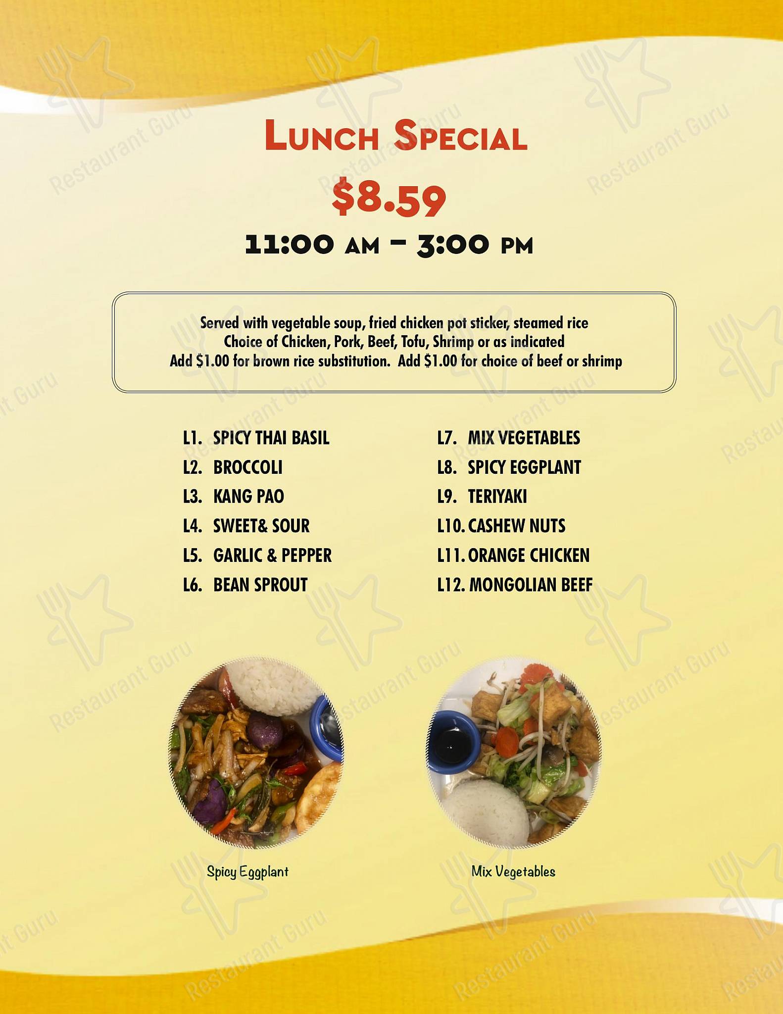 Menu at Thai Hachapi restaurant, Tehachapi