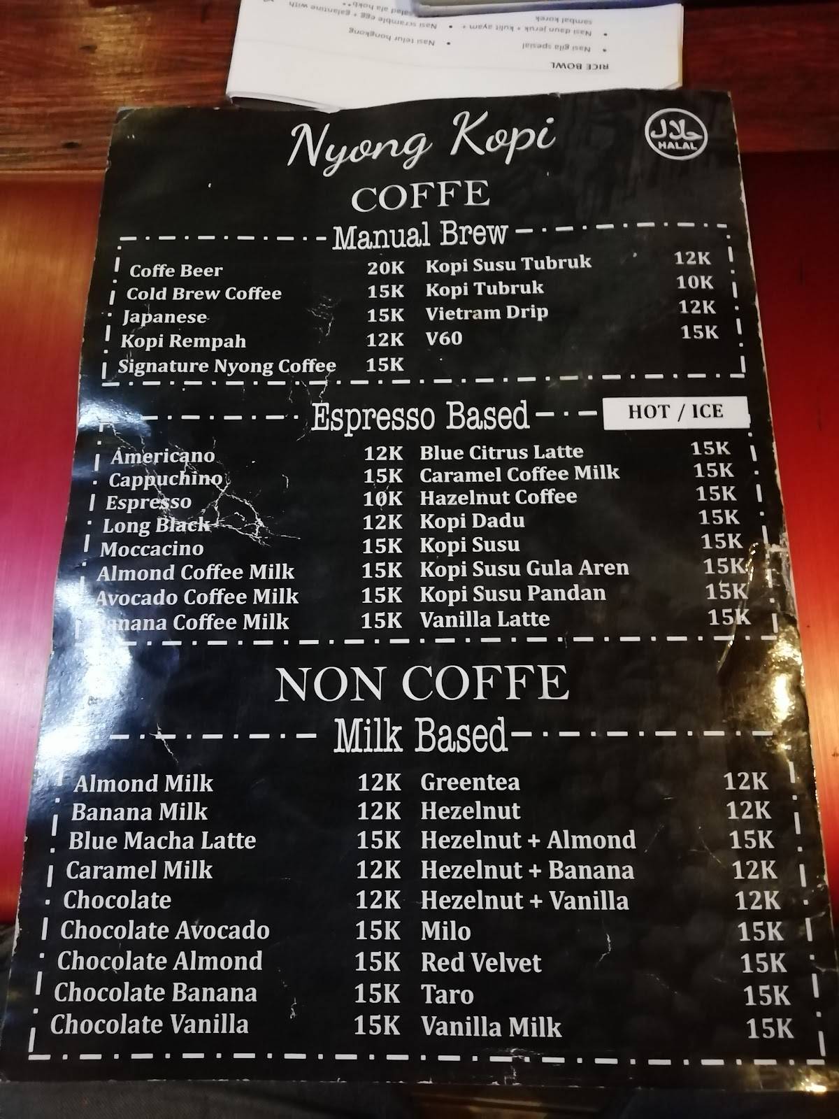 Menu at 1001 kopi, Sendangadi