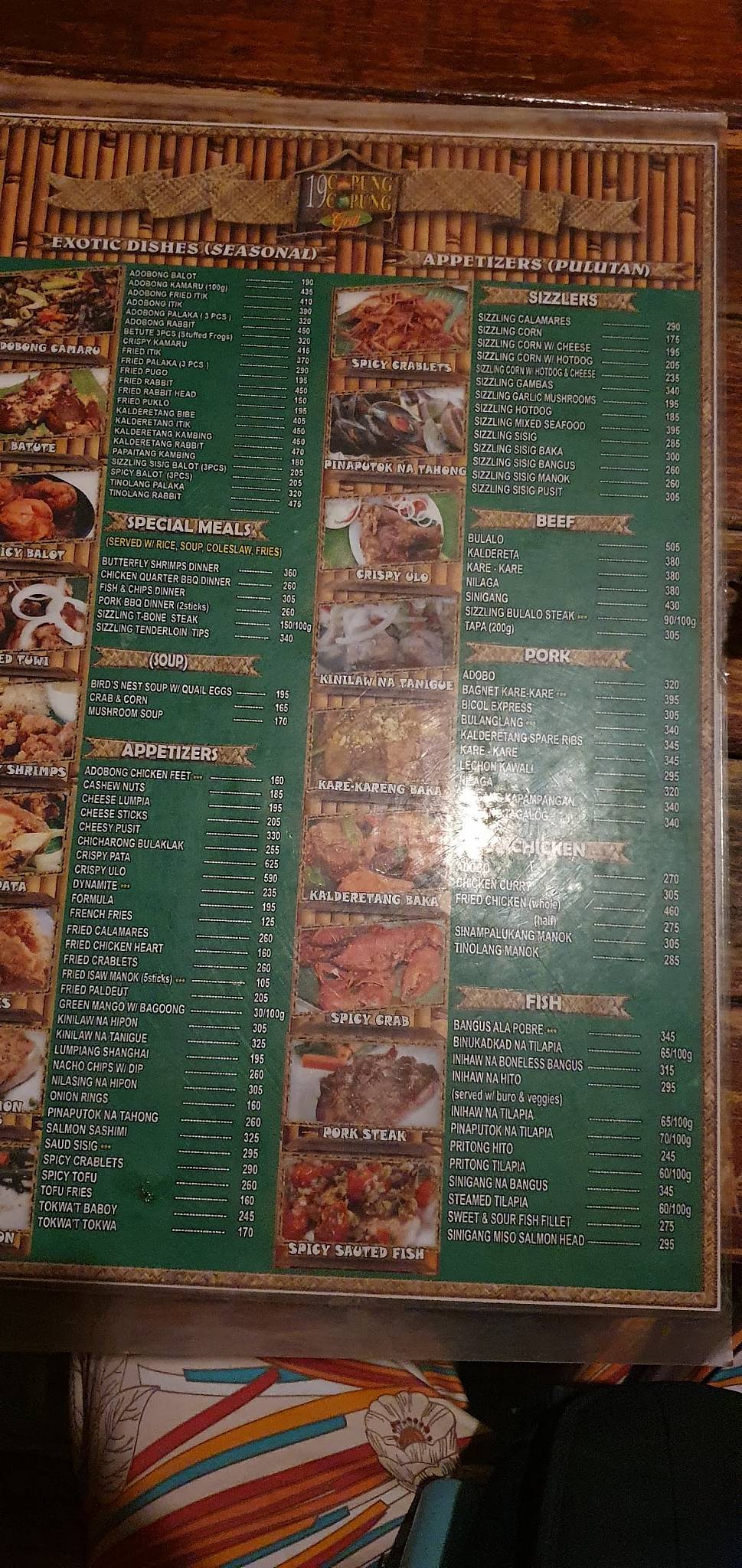 Menu at 19 Copung Copung pub & bar, Angeles, 5H6R+QC6