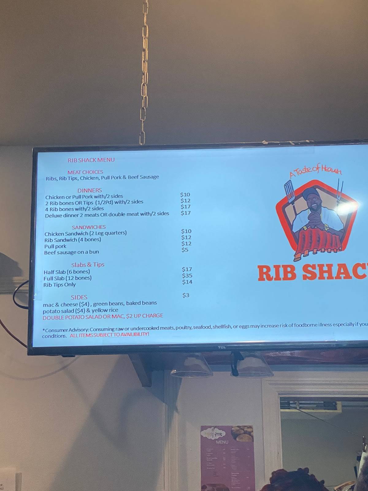 Menu at A Taste of Heaven Rib Shack restaurant, McDonough