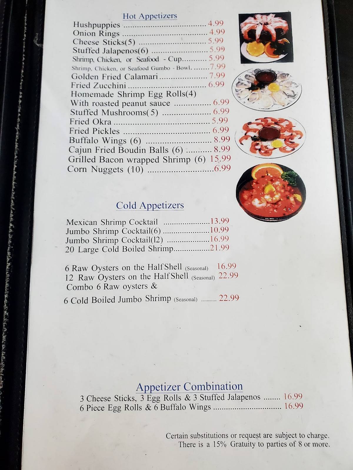 Menu at A & J Seafood and Steak steakhouse, Chappell Hill