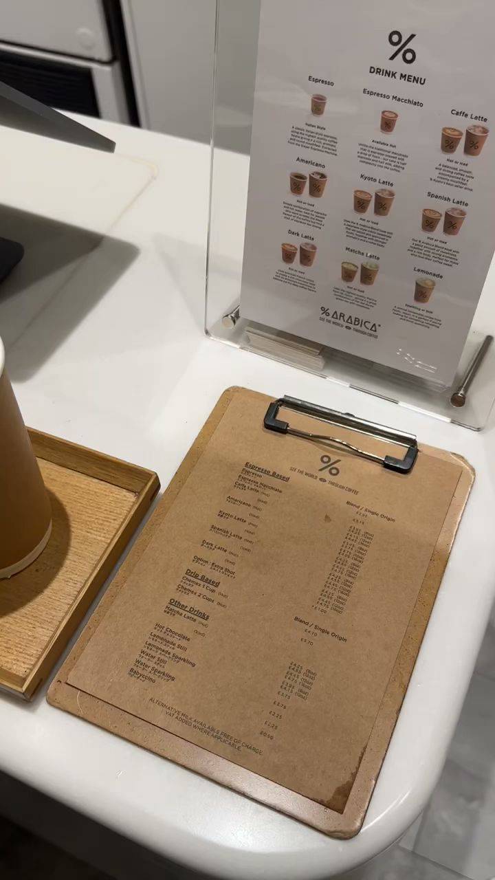 Menu at % ARABICA LONDON COVENT GARDEN cafe, London, 5 King St