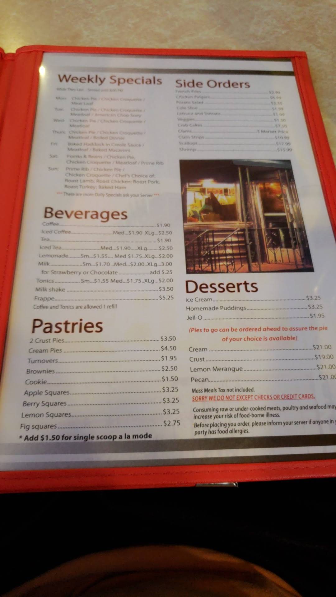 Menu at Agawam Diner restaurant, Rowley