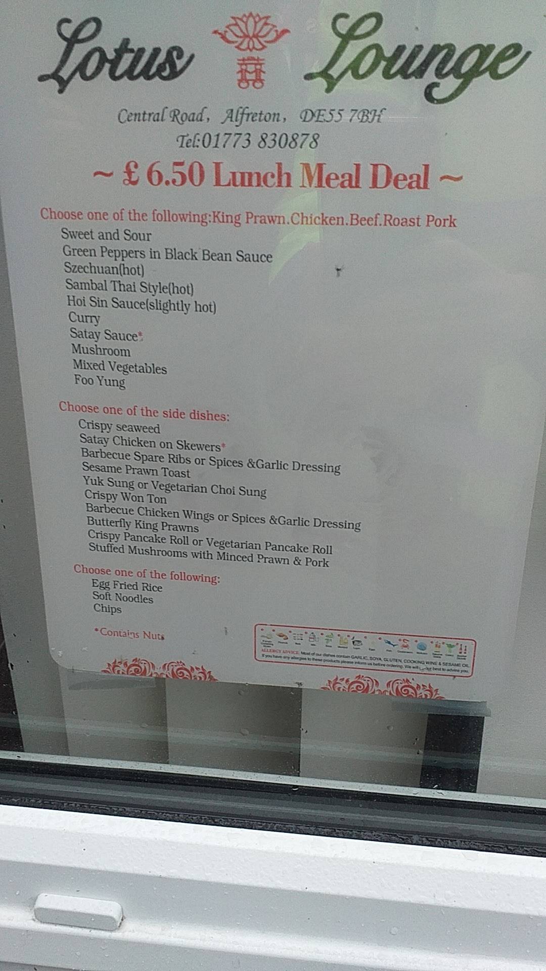 Menu at Lotus Lounge fast food, Alfreton