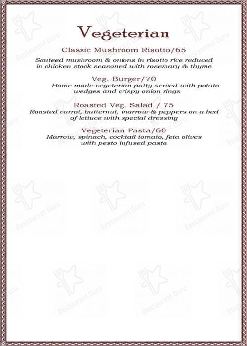 Menu at Alhambra Restaurant, Cape Town