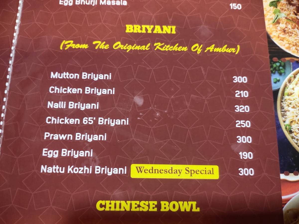 Menu at Ambur Star Biryani - Ramapuram, Chennai, 3/88