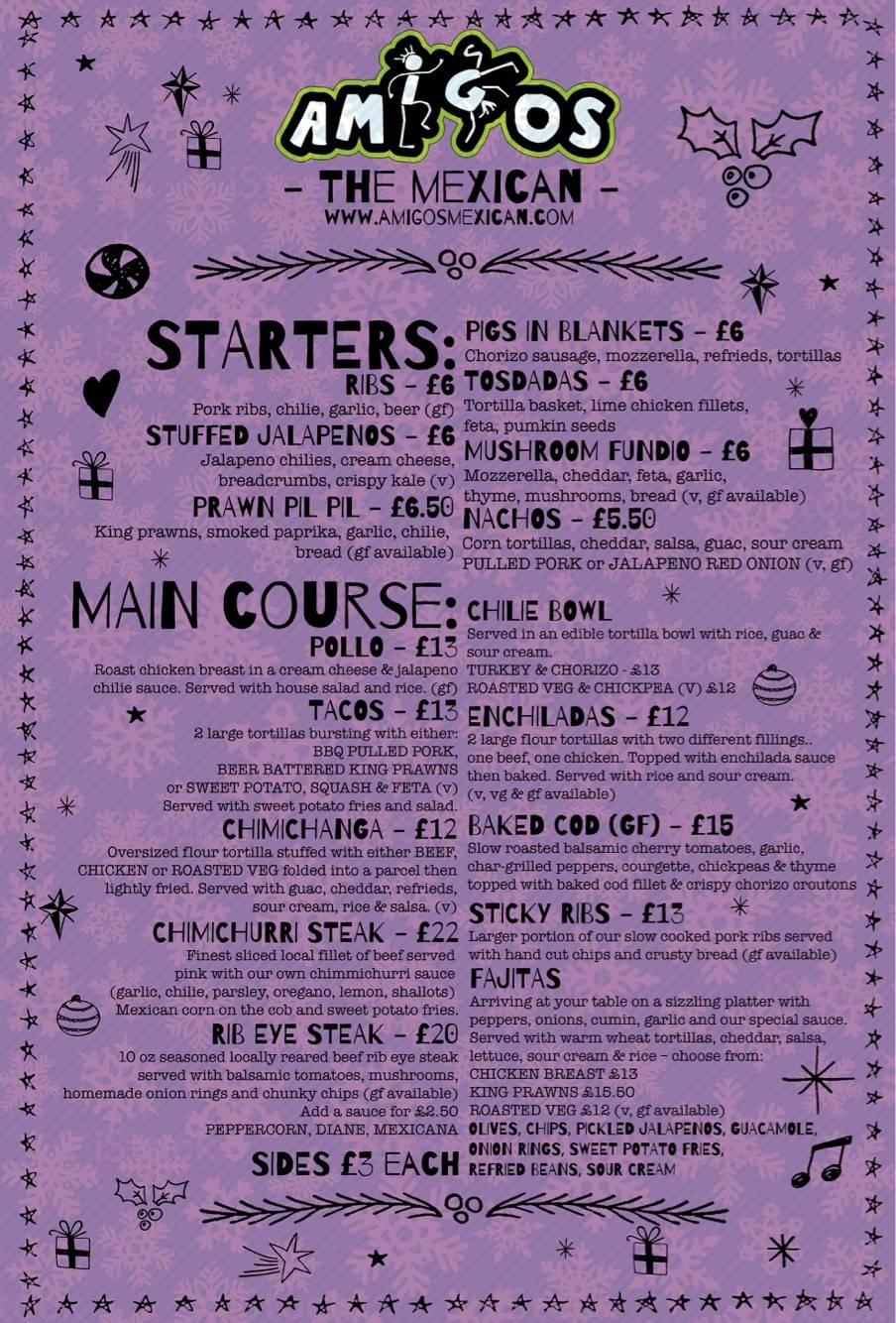 Menu at Amigos Mexican Restaurant & Bar, Ulverston