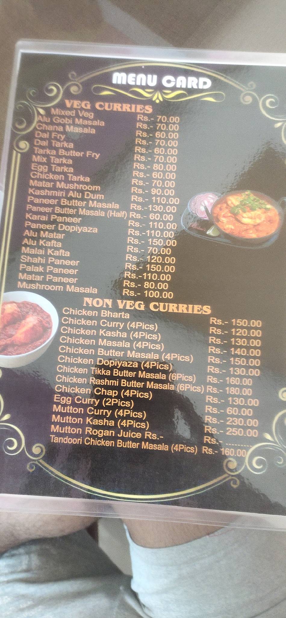 Menu at Ananda Mahal Restaurant, India