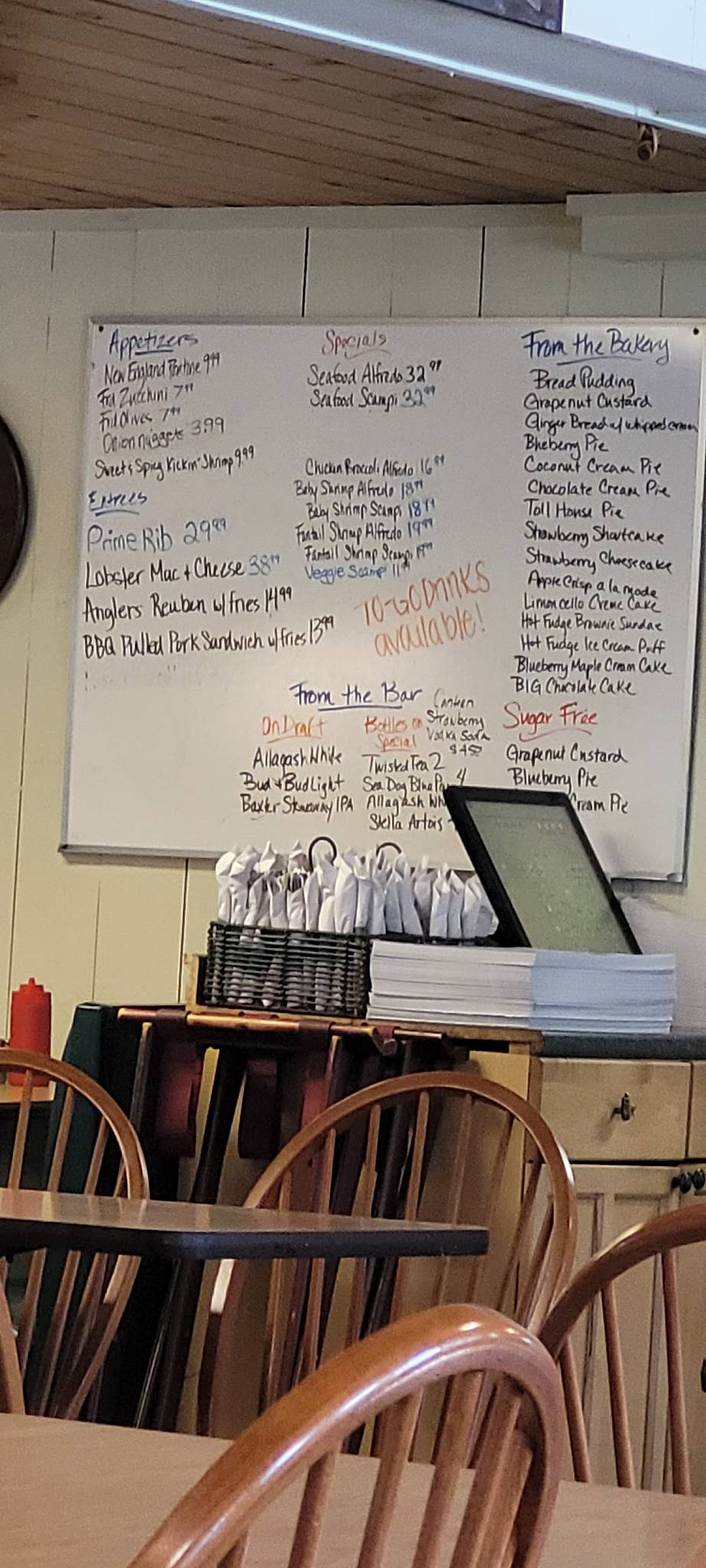 Menu at Angler's Restaurant, Newport