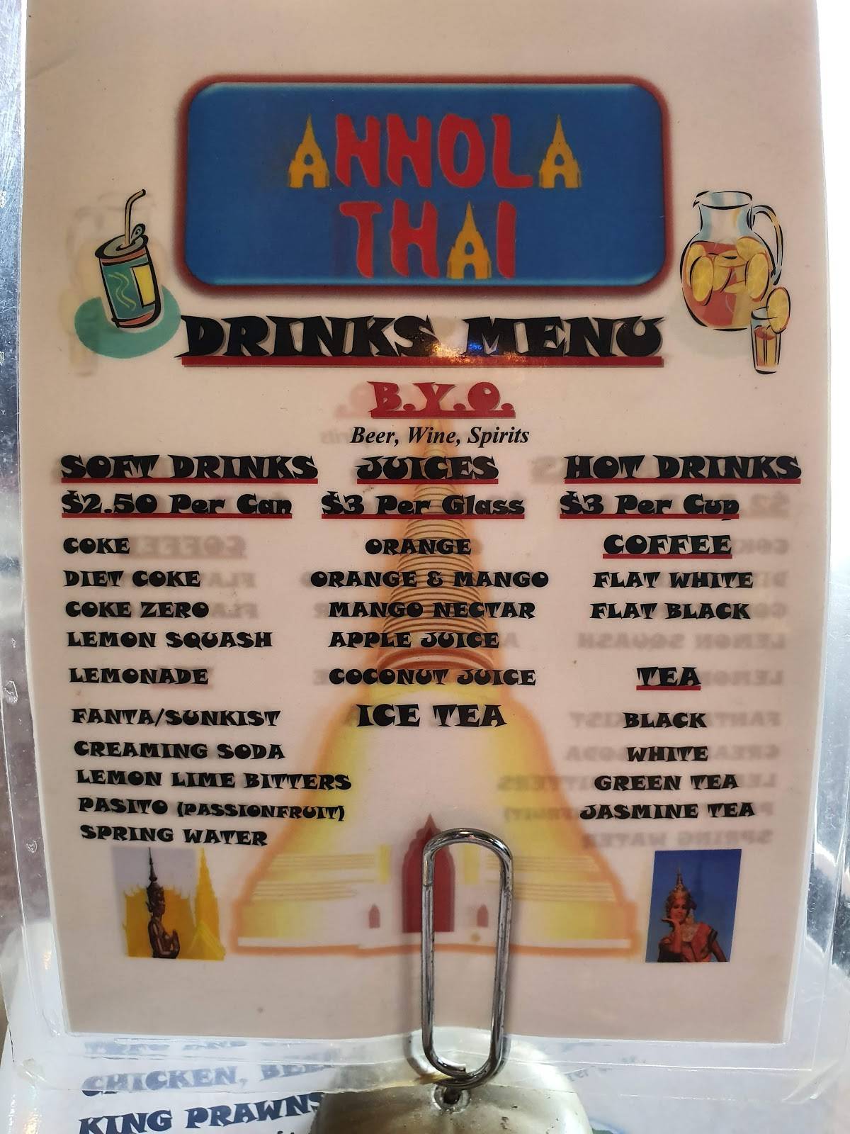 Menu at Annola Thai Restaurant, Grafton