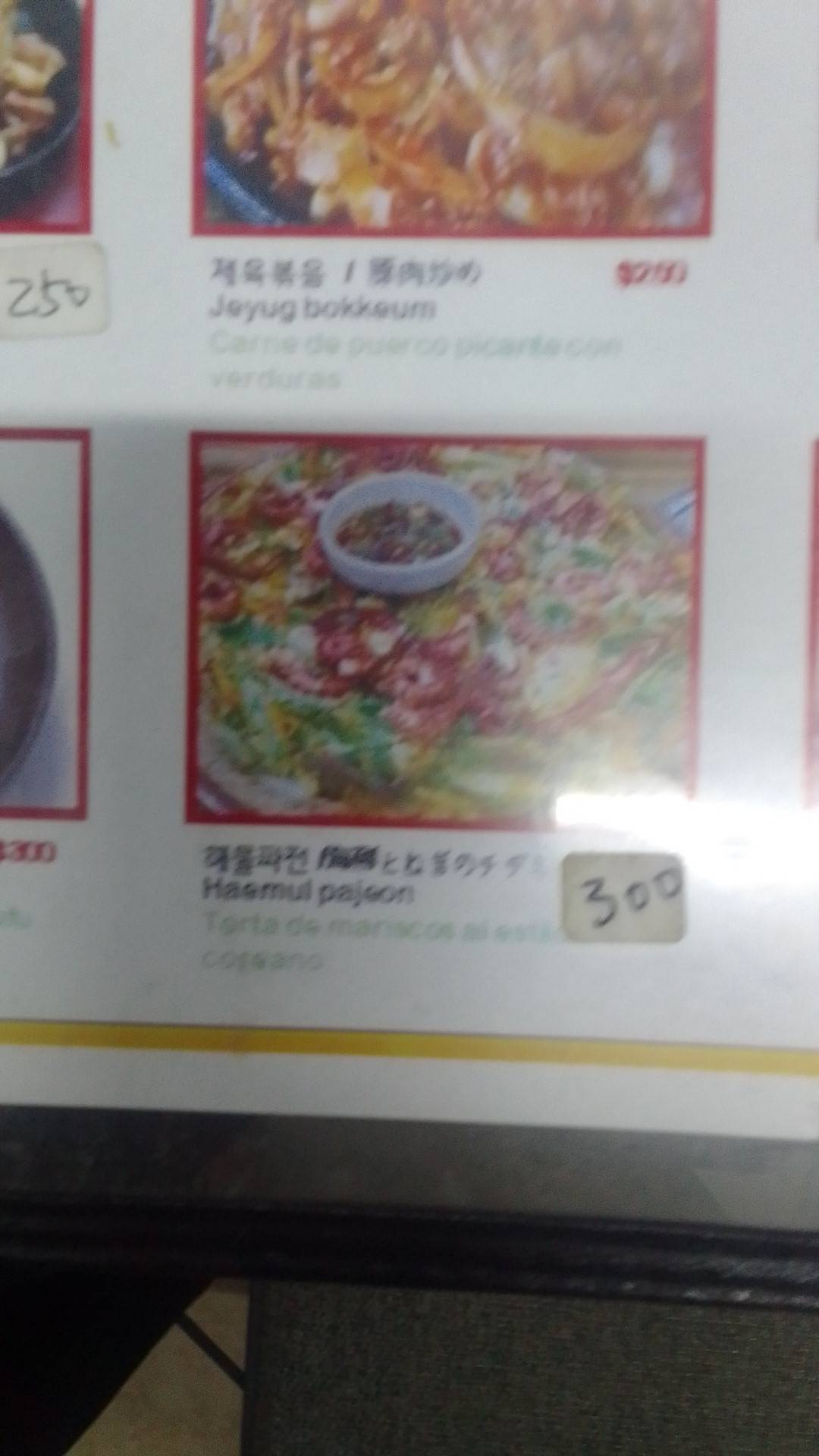Carta de Restaurante Coreano Arirang, San Luis Potosi, Plaza La Loma