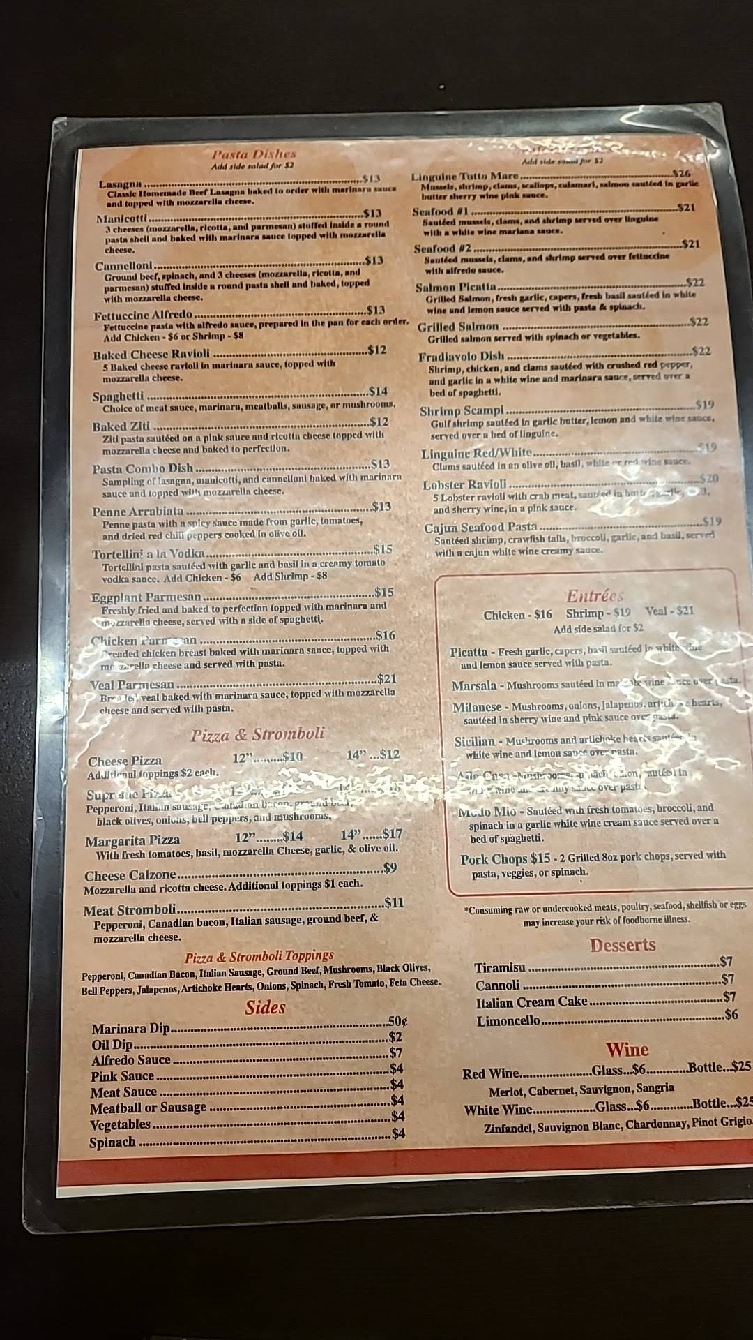 Menu at Aroma restaurant, Diamondhead