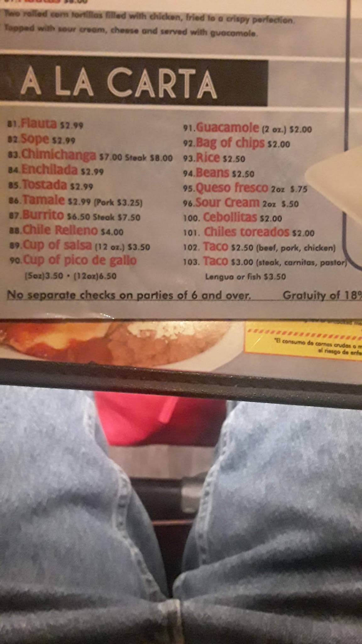 Menu at Asada Grill & Cantina restaurant, Highland, W 45th St