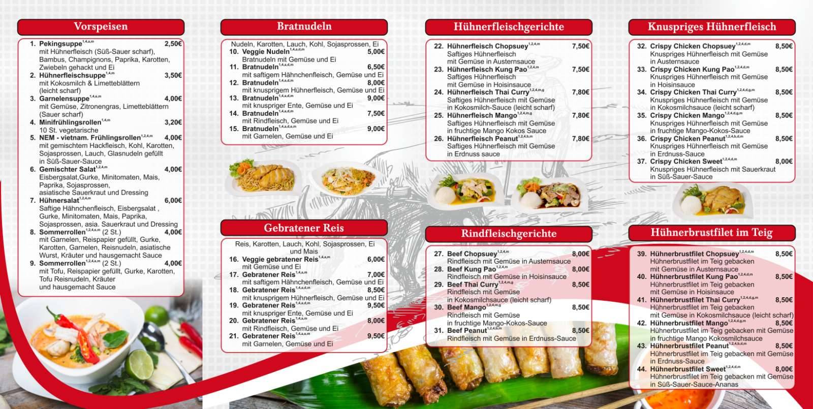 Menu au Asia Wok Trier restaurant, Treves