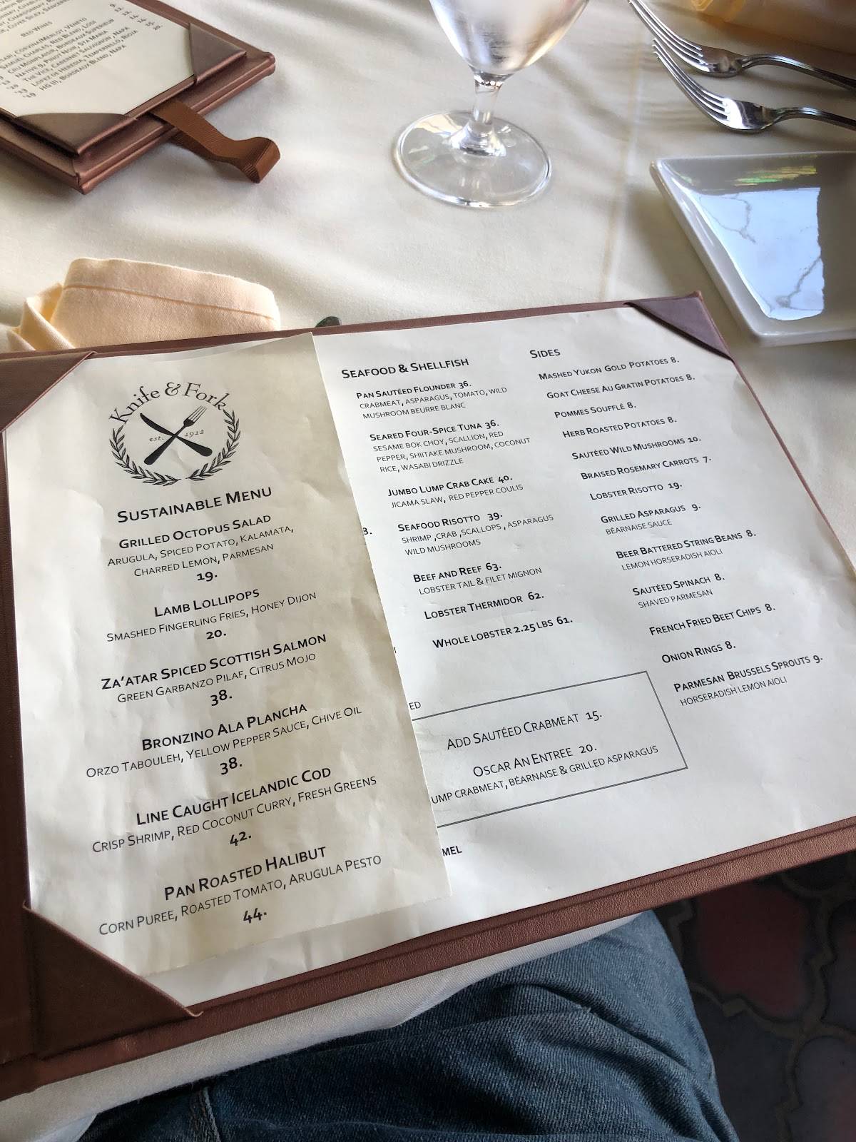 Menu at Knife and Fork Inn pub & bar, Atlantic City