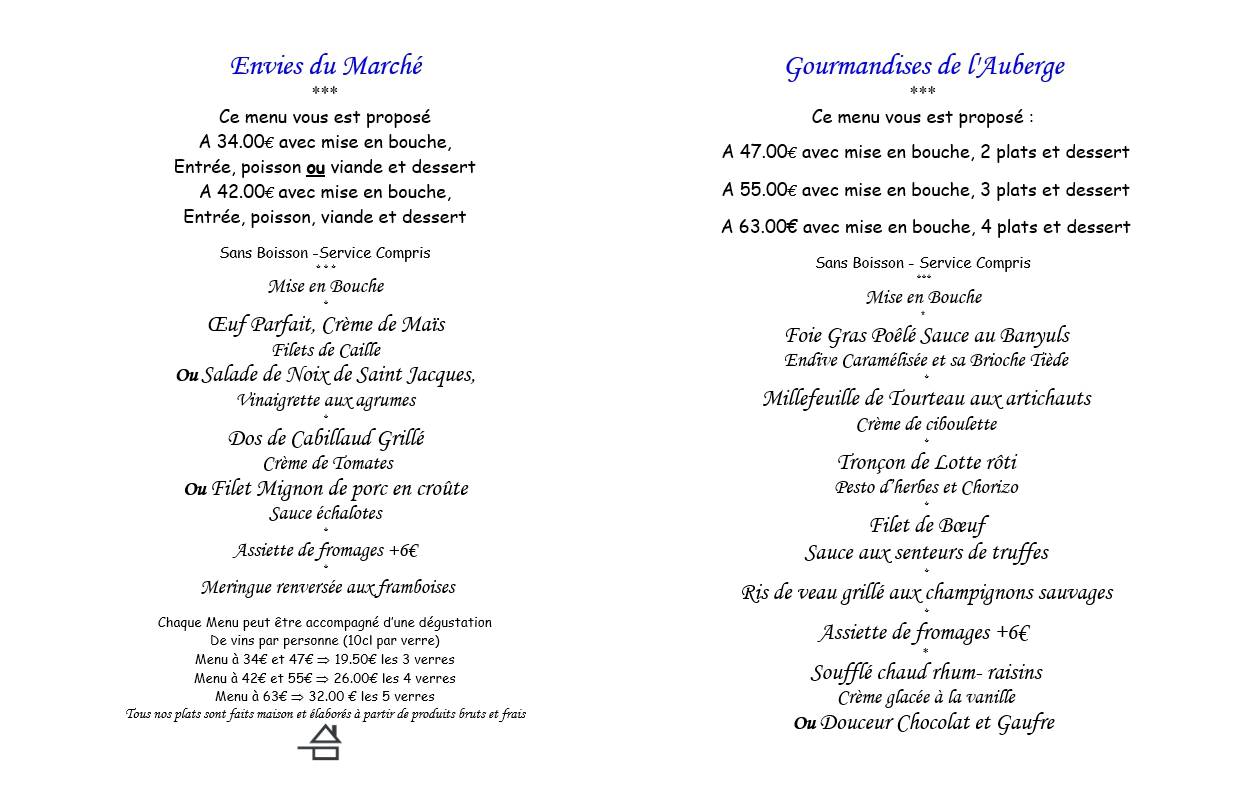 Menu au Auberge de la Baraque, Orcines, 2 Rte de Bordeaux